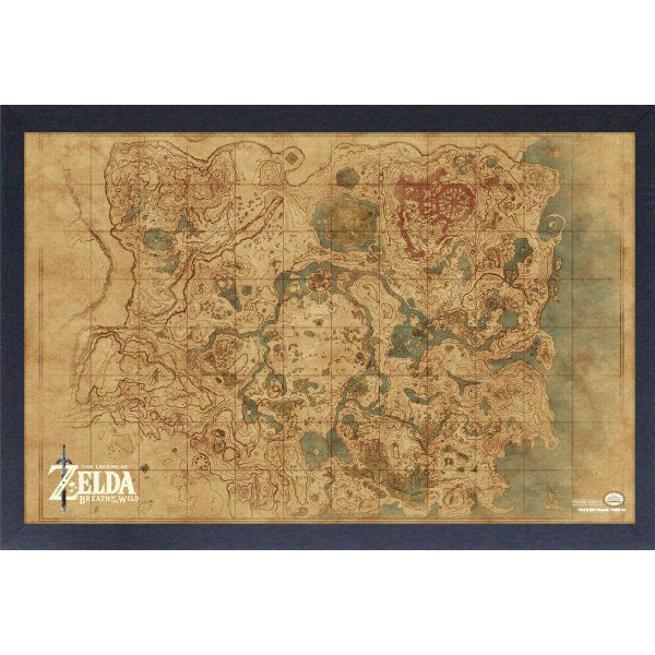 LOZ Breath of the Wild World Map 11″ X 17″ Framed Print – Retro North Games